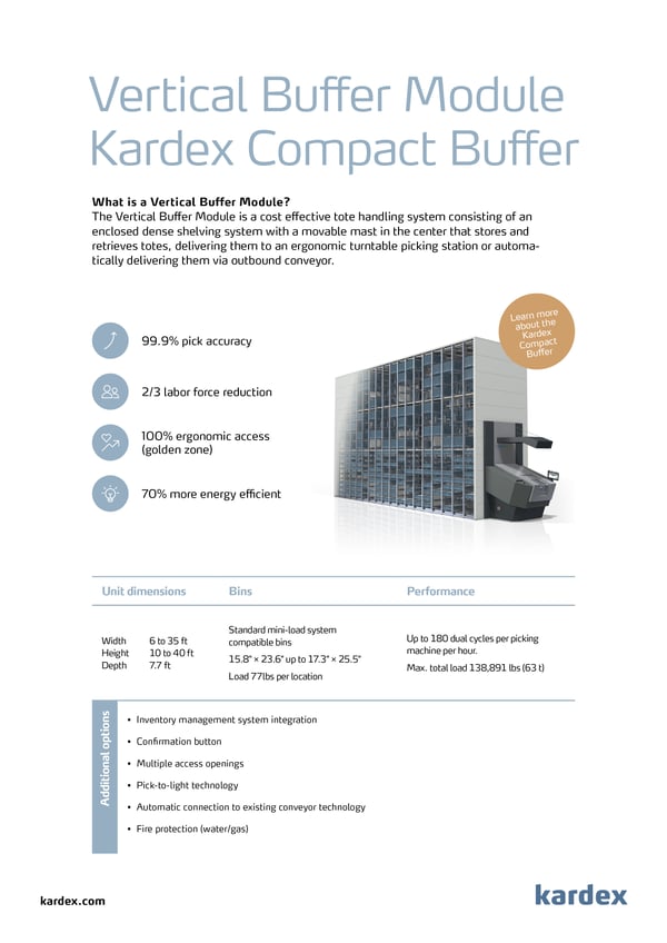 How does a Kardex Compact Buffer work?
